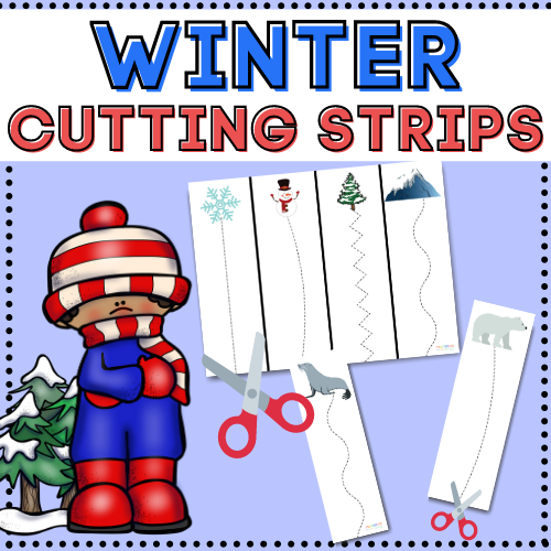 Free Printable Winter Cutting Strips for Preschool - Teaching Littles